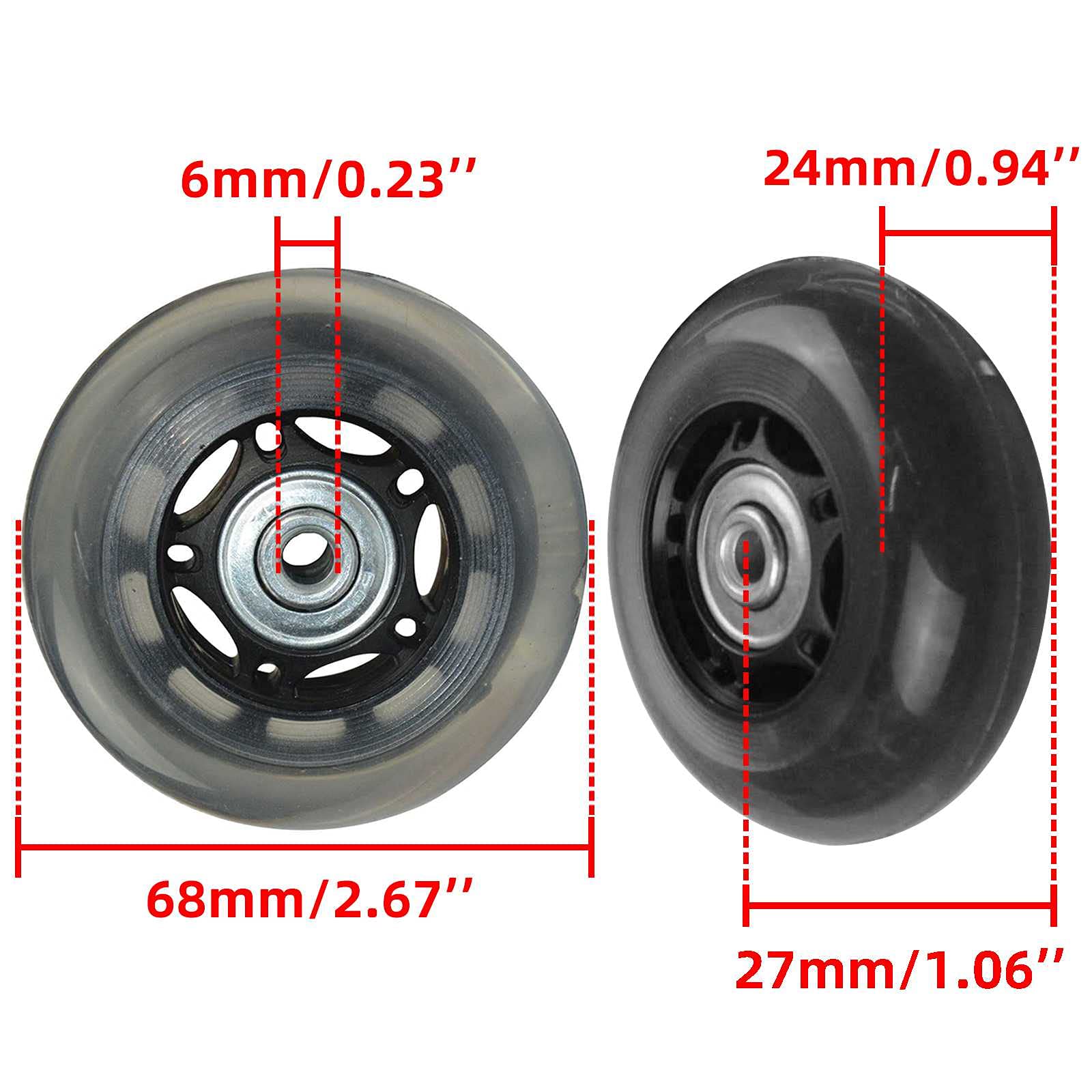 Miayaya Luggage Suitcase Wheels Replacement Kits 68mm x 24mm Universal Rubber Swivel Two Conner Angle Wheel Trolley Casters Bearings Tools Carry-On Garment Bag Hard Case Repair Set Quietness Durable