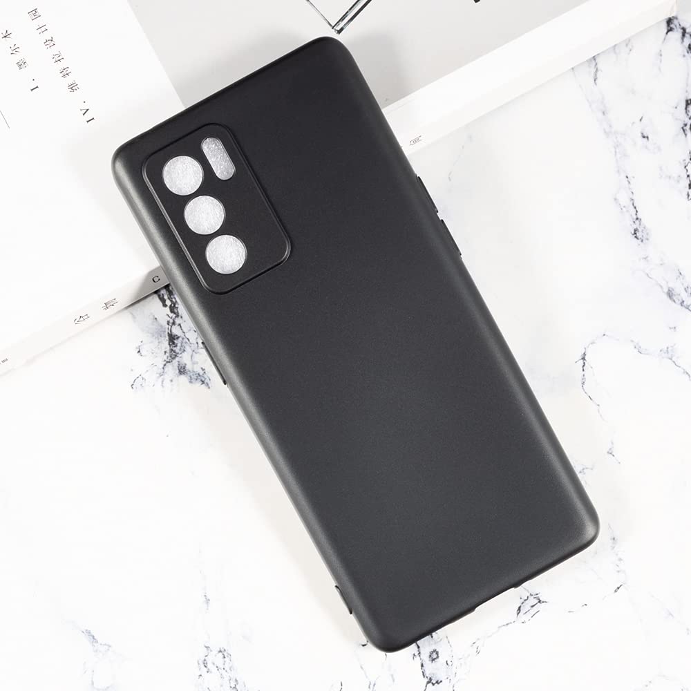 Shantime Oppo Reno 6 Pro 5G Case, Soft TPU Back Cover Shockproof Silicone Bumper Anti-Fingerprints Full-Body Protective Case Cover for Oppo Reno 6 Pro 5G (Black)
