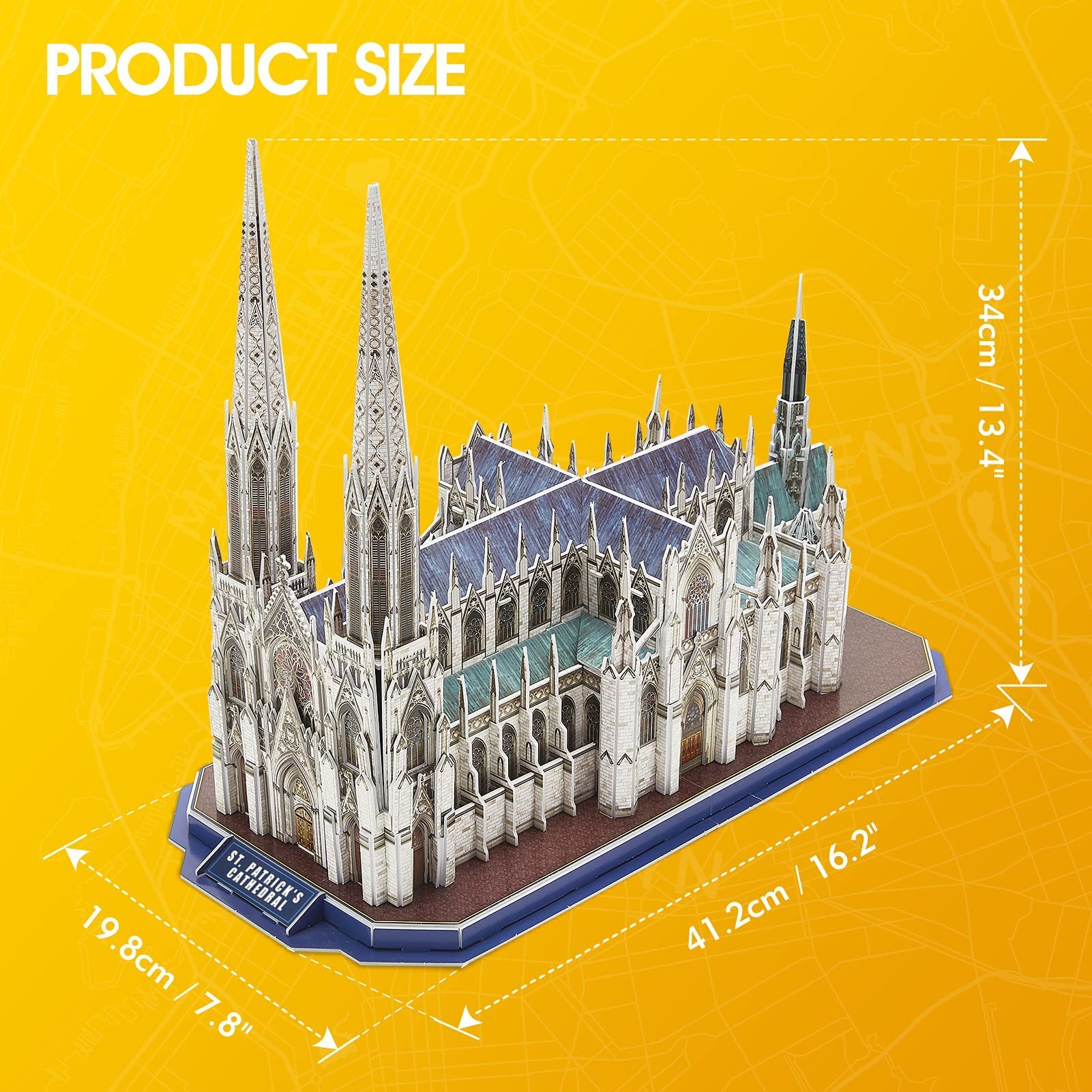CubicFun 3D Puzzles for Adults St. Patrick's Cathedral Model Kits, New York Architecture Puzzles for Adults Building Toys for Kids Ages 8+, 117 Pieces with Booklet Easter Gifts Valentine's Day Gift