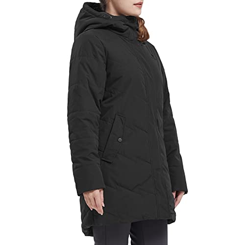 CAMEL CROWN Women's Winter Jacket Hooded Warm Quilted Insulated Puffer Jacket Long Cotton Parka Coat