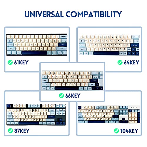 AHHC PBT Keycaps, Japanese Custom Keycaps, XVX Profile Keycaps Full Set for Cherry MX Switches Mechanical Keyboards, Thick Keyboard Keycaps with Key Puller (Blue)