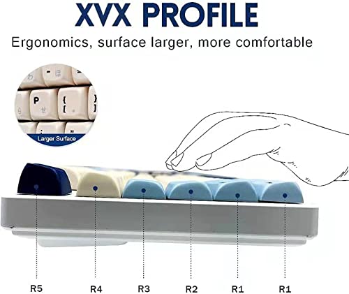 AHHC PBT Keycaps, Japanese Custom Keycaps, XVX Profile Keycaps Full Set for Cherry MX Switches Mechanical Keyboards, Thick Keyboard Keycaps with Key Puller (Blue)