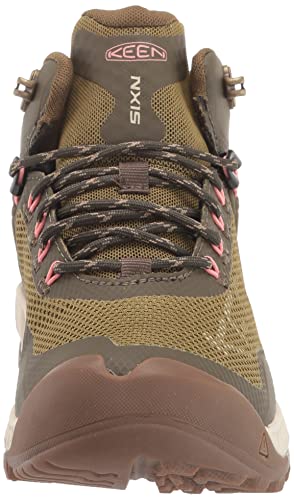 KEEN Women's NXIS Evo Mid Height Waterproof Fast Packing Hiking Boots, Olive Drab/Silver Birch, 10
