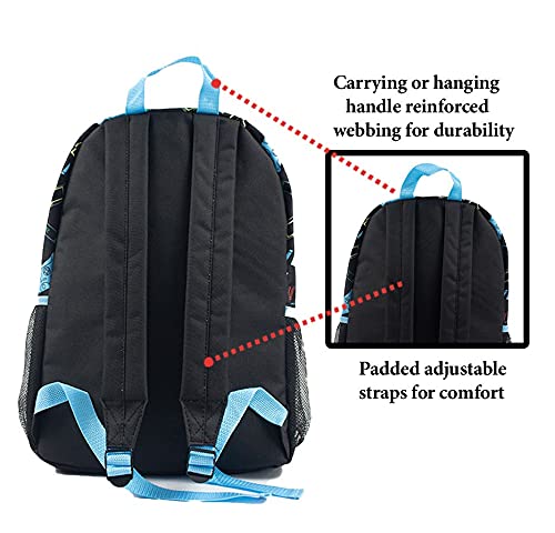 RALME Gaming Backpack Set for Kids, 16 inch, 6 Pieces - Includes Foldable Lunch Bag, Water Bottle, Key Chain, & Pencil Case