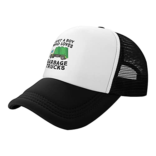 antkondnm Just A Boy Who Loves Garbage Trucks Baseball Cap Funny Trucker Hat for Boys Toddler Kids Adjustable Mesh Hat