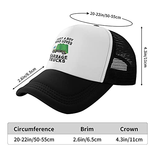 antkondnm Just A Boy Who Loves Garbage Trucks Baseball Cap Funny Trucker Hat for Boys Toddler Kids Adjustable Mesh Hat