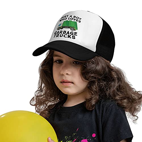 antkondnm Just A Boy Who Loves Garbage Trucks Baseball Cap Funny Trucker Hat for Boys Toddler Kids Adjustable Mesh Hat