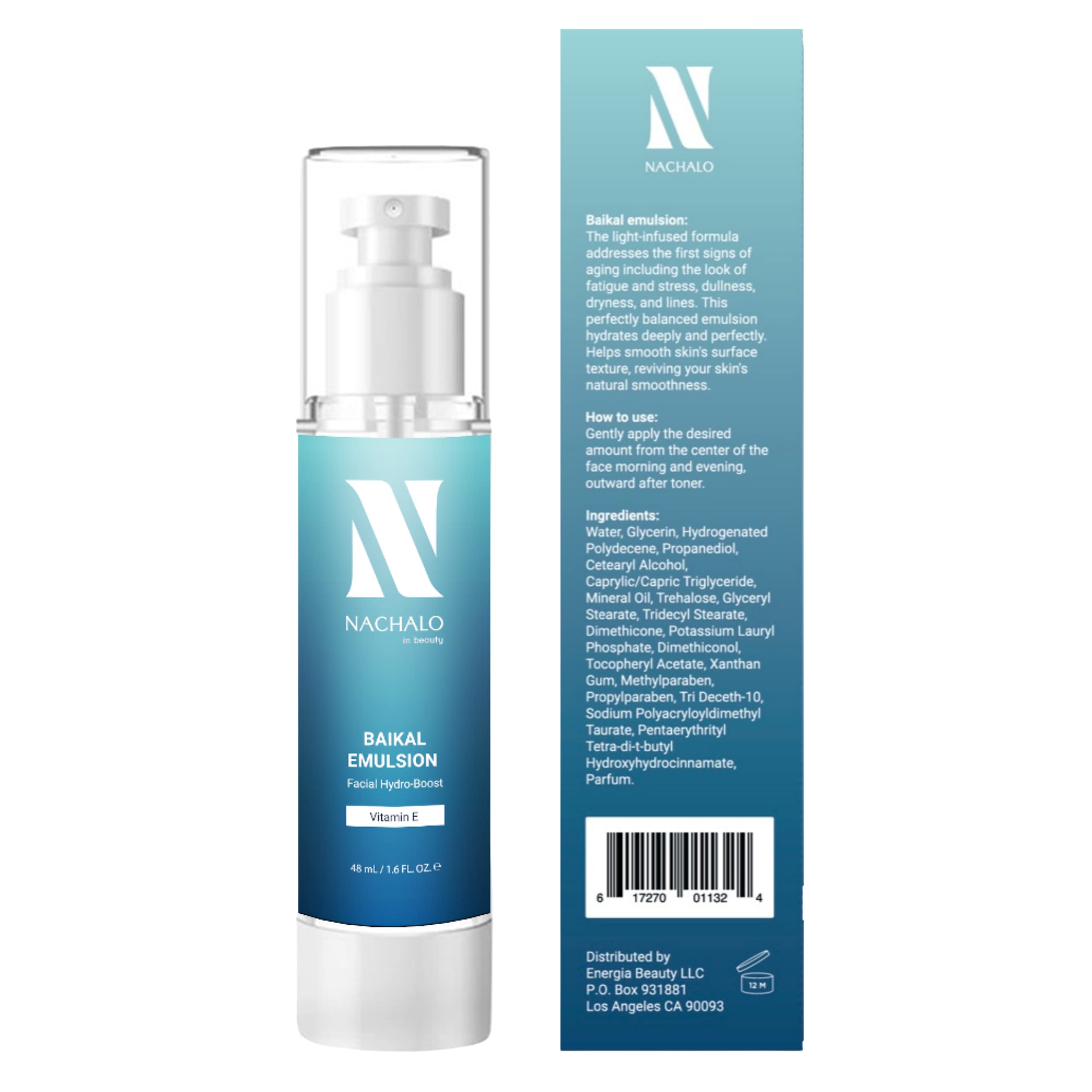 Sensitive Skin Hydrating Face Moisturizer - Baikal Water & Vitamin E Soothing Emulsion, 48mL/1.6oz, Non-Sticky, Anti-Redness, Vegan, for All Skin Types.