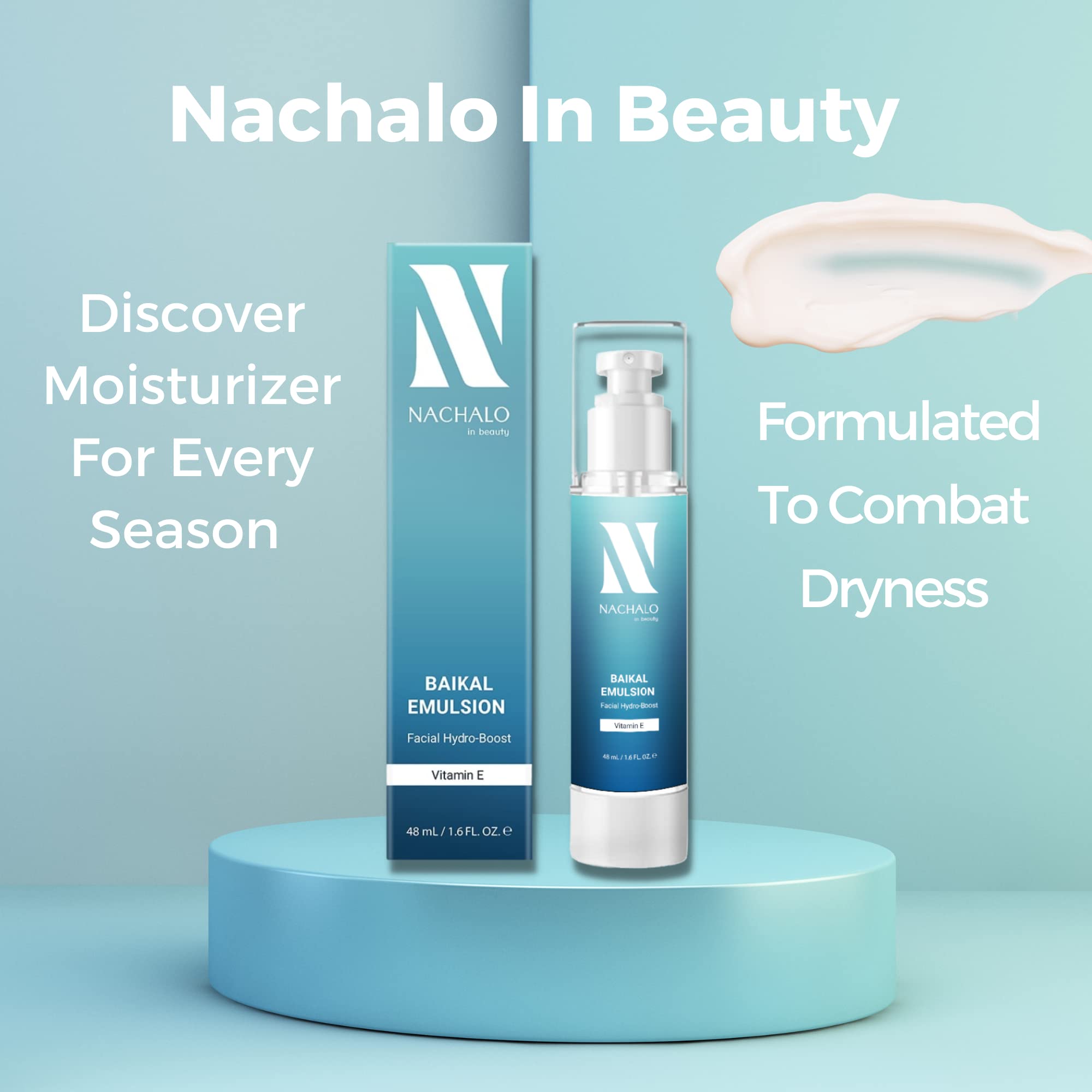 Sensitive Skin Hydrating Face Moisturizer - Baikal Water & Vitamin E Soothing Emulsion, 48mL/1.6oz, Non-Sticky, Anti-Redness, Vegan, for All Skin Types.