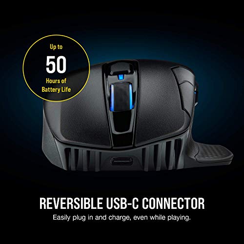 Corsair Dark Core RGB Pro, Wireless FPS/MOBA Gaming Mouse with SLIPSTREAM Technology, Black, Backlit RGB LED, 18000 DPI, Optical,CH-9315411-NA (Renewed)