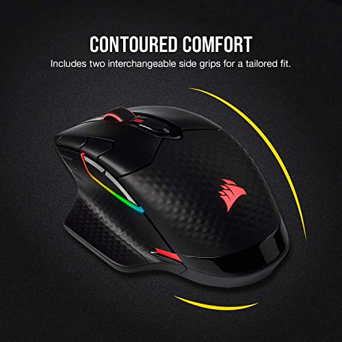 Corsair Dark Core RGB Pro, Wireless FPS/MOBA Gaming Mouse with SLIPSTREAM Technology, Black, Backlit RGB LED, 18000 DPI, Optical,CH-9315411-NA (Renewed)