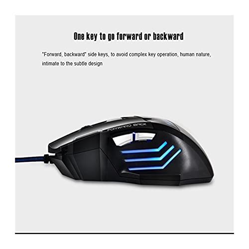 JIE. 7 Key Wired Mouse Color RGB Breathing lamp E-Sports no Sound Game Mouse Suitable for PC/Laptop Desktop Compatible with Vista / Windows7, 8, 10 / Mac (Color : Black)