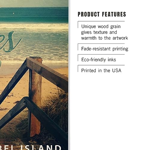 Lantern Press 6x9 Inch Wood Sign, Ready to Hang Wall Decor, Sanibel Island, Florida, Memories Made Here, Sandy Staircase, Beach Sentiment