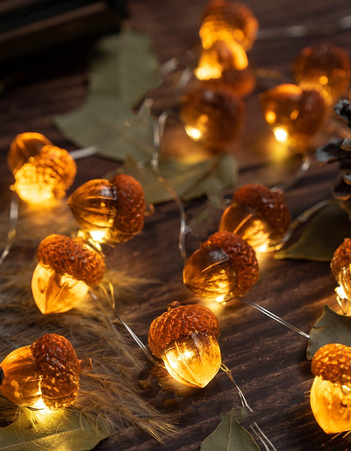 3D Acorn Fall Decorations String Lights, Full Size Acorn Christmas Theme 10 feet 30 LEDs 8 Twinkle Modes with Remote for Autumn Harvest Kitchen Baby Shower Thanksgiving Party Home Garden Wreath