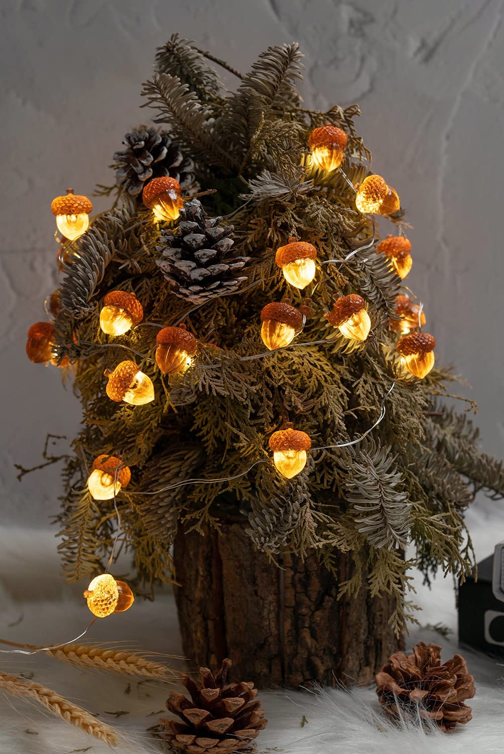 3D Acorn Fall Decorations String Lights, Full Size Acorn Christmas Theme 10 feet 30 LEDs 8 Twinkle Modes with Remote for Autumn Harvest Kitchen Baby Shower Thanksgiving Party Home Garden Wreath