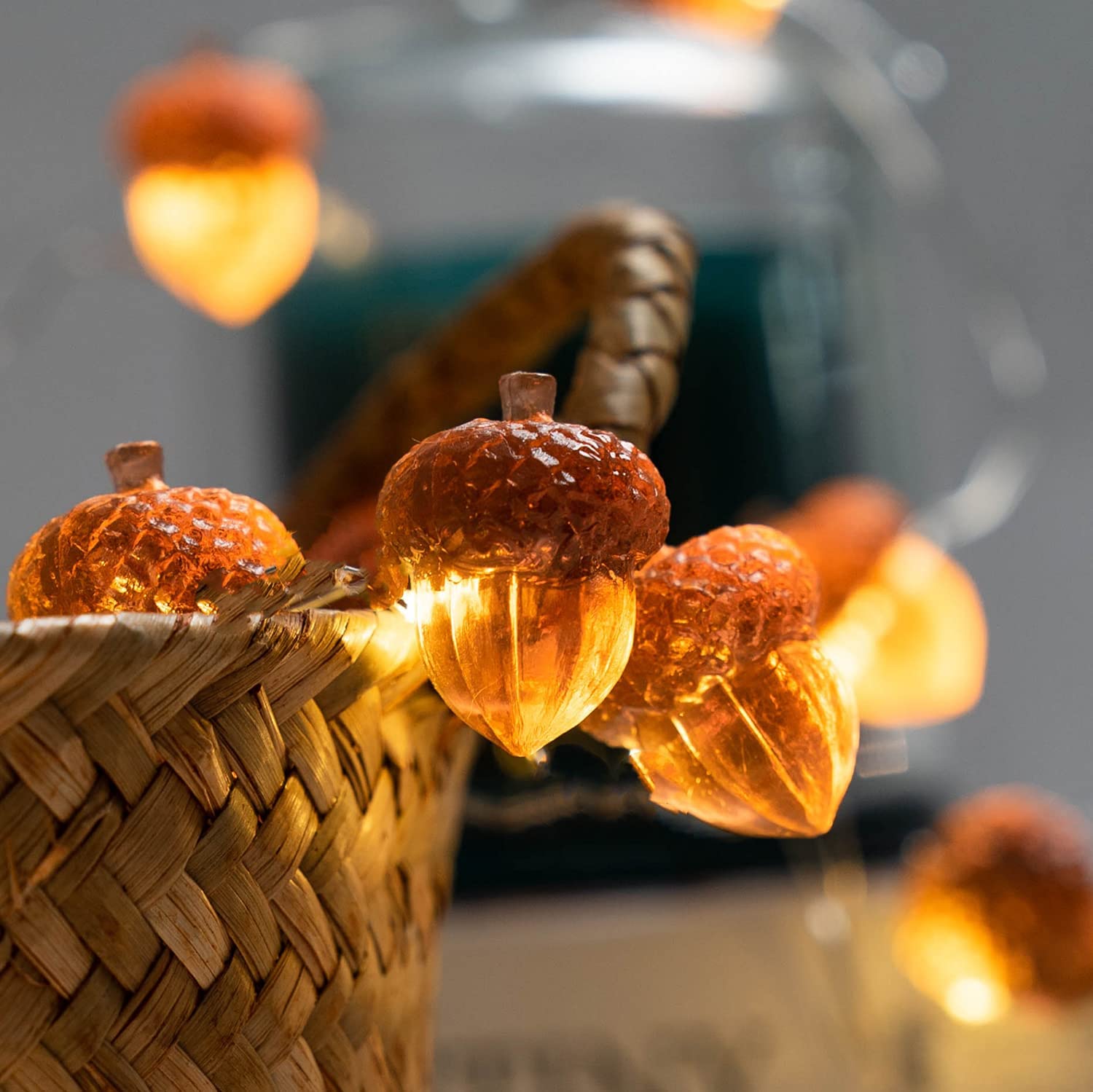 3D Acorn Fall Decorations String Lights, Full Size Acorn Christmas Theme 10 feet 30 LEDs 8 Twinkle Modes with Remote for Autumn Harvest Kitchen Baby Shower Thanksgiving Party Home Garden Wreath