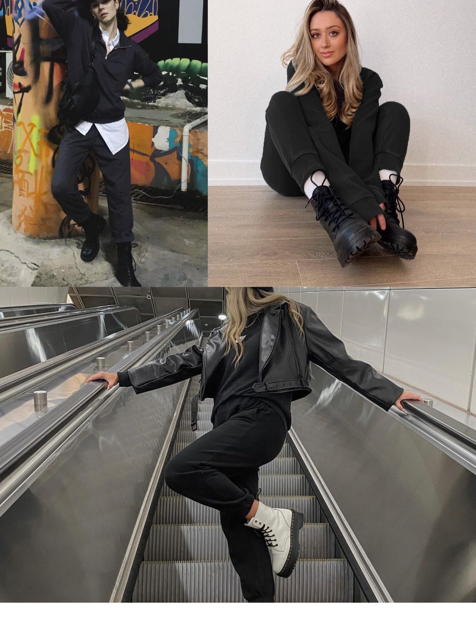 ELESOL 2023 Fall Sweatsuits for Women Set Outfits for Women 2 Piece Sets 1/4 Zip Jogger Sets with Pockets Black S