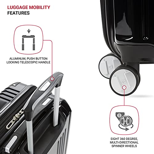 SwissGear 7786 Hardside Expandable Luggage with Spinner Wheels, Black, Carry-On 20-Inch