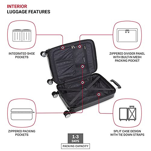 SwissGear 7786 Hardside Expandable Luggage with Spinner Wheels, Black, Carry-On 20-Inch
