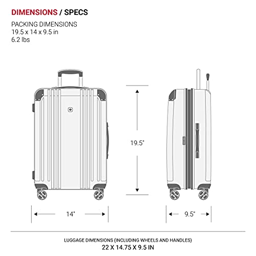 SwissGear 7786 Hardside Expandable Luggage with Spinner Wheels, Black, Carry-On 20-Inch