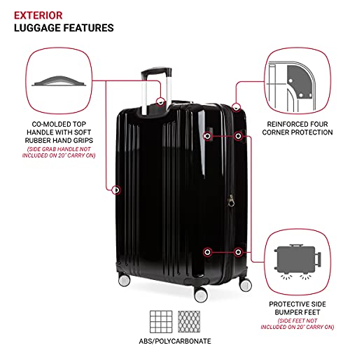 SwissGear 7786 Hardside Expandable Luggage with Spinner Wheels, Black, 2 Piece Set (20/27)