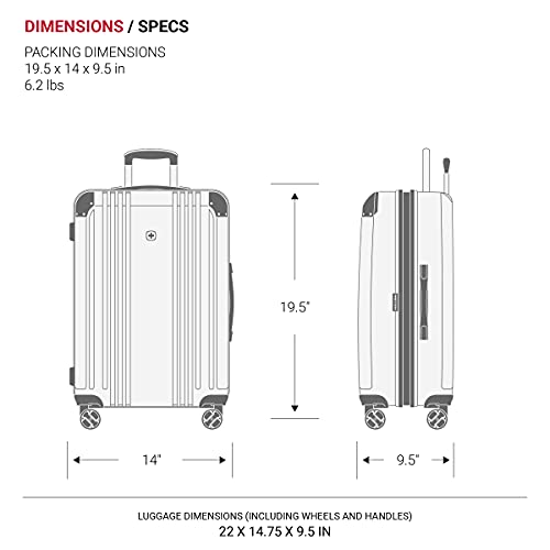 SwissGear 7786 Hardside Expandable Luggage with Spinner Wheels, Black, 2 Piece Set (20/27)