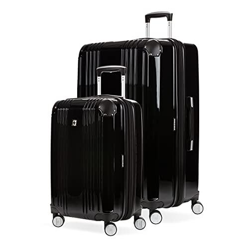 SwissGear 7786 Hardside Expandable Luggage with Spinner Wheels, Black, 2 Piece Set (20/27)