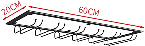 Household Wine Glass Rack, Wine Cabinet Goblet Rack, Wine Glass Rack, Wine Rack Hanging Rack,60x20cm (Color : Black, Size : 60 * 20cm)