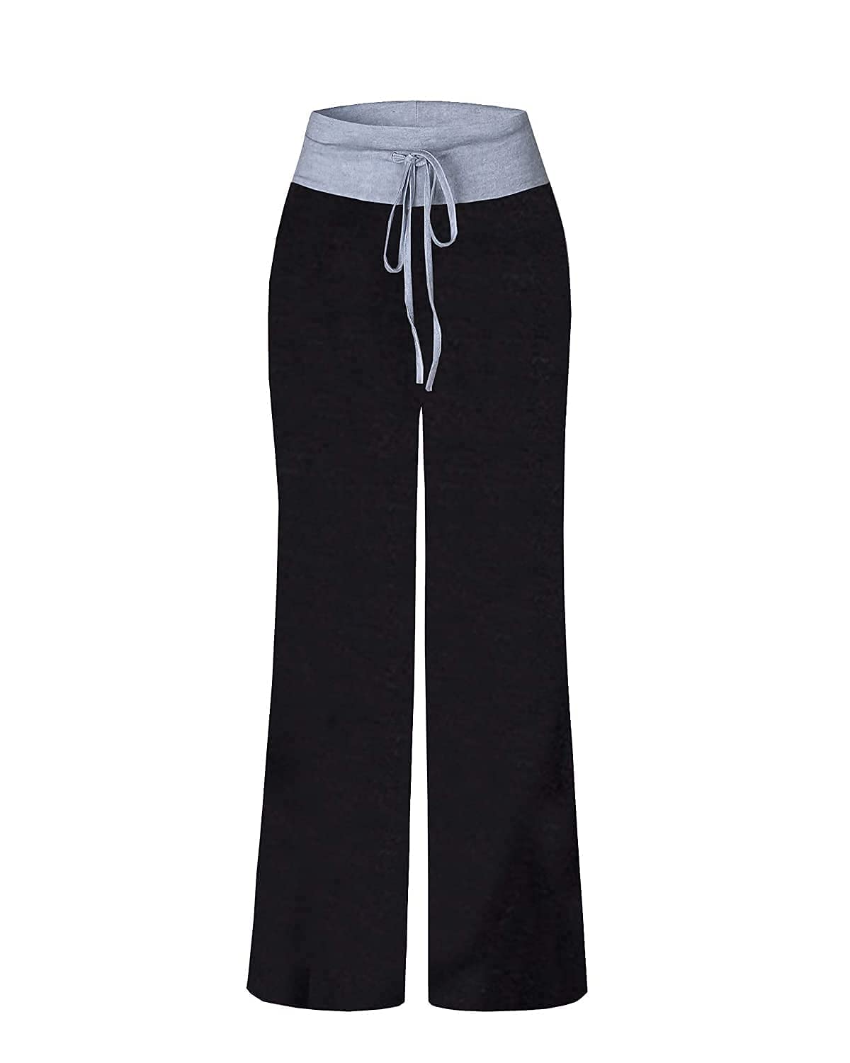 NEWCOSPLAY Women's Comfy Pajama Pants Casual Drawstring Palazzo Lounge Wide Leg Pants (Pure-Black, Large)