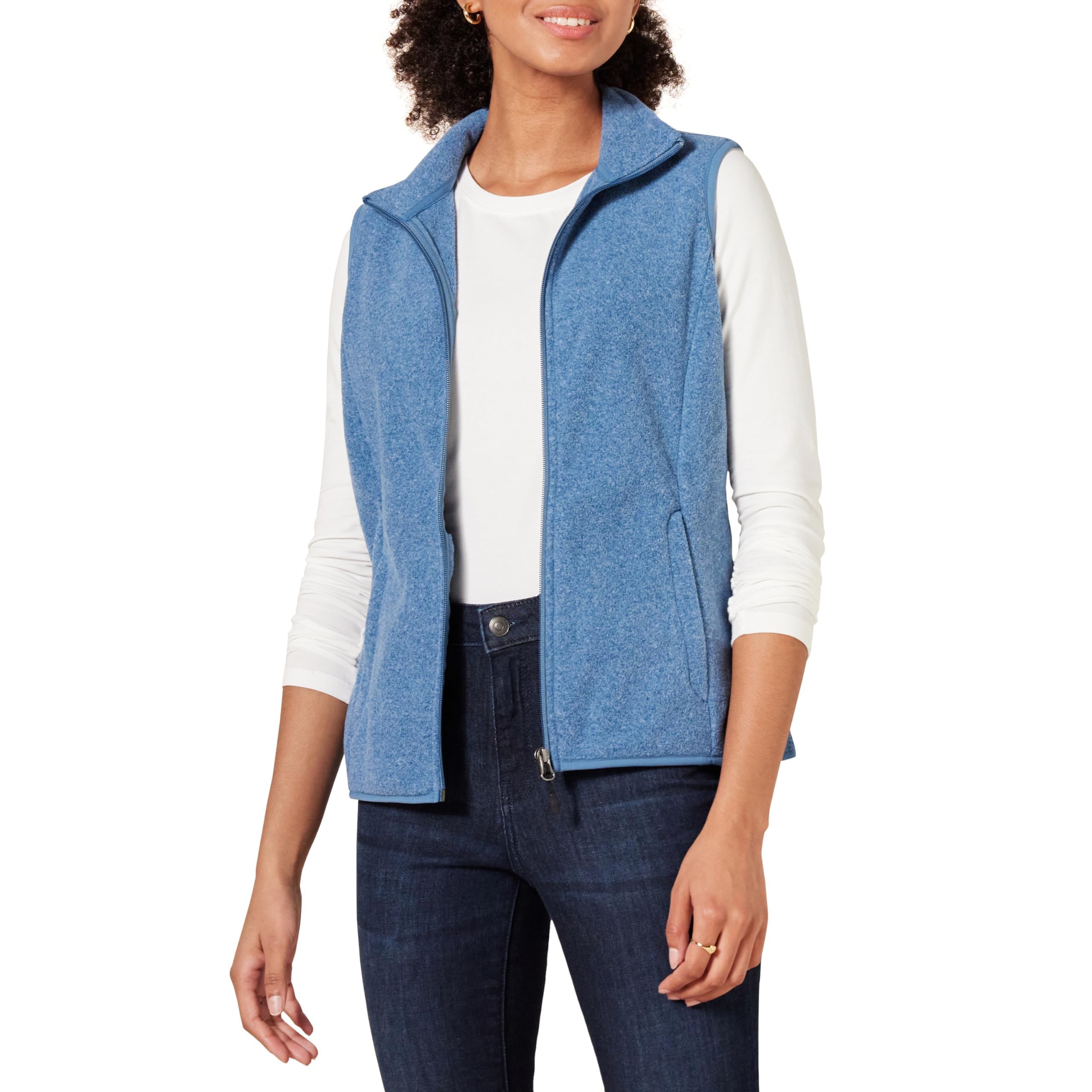 Amazon Essentials Women's Classic-Fit Sleeveless Polar Soft Fleece Vest (Available in Plus Size), Blue Heather, Medium