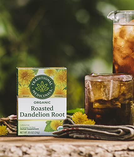 Traditional Medicinals Organic Roasted Dandelion Root Herbal Leaf Tea, 16 Tea Bags (Pack of 6)