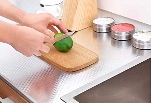TOOLDECO Sliver Kitchen Backsplash Sticker Aluminum Foil Peel Stick Paper Wall Paper DIY Drawer Cabinet Shelf Liners Paper 15.8inch X 100inch
