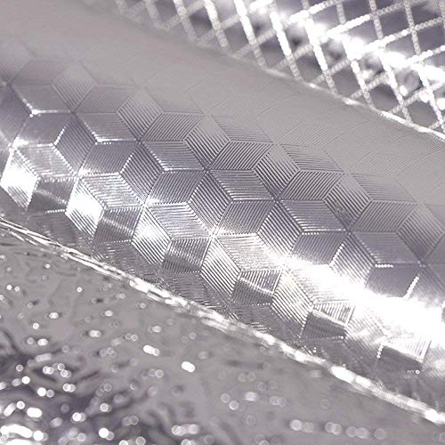 TOOLDECO Sliver Kitchen Backsplash Sticker Aluminum Foil Peel Stick Paper Wall Paper DIY Drawer Cabinet Shelf Liners Paper 15.8inch X 100inch