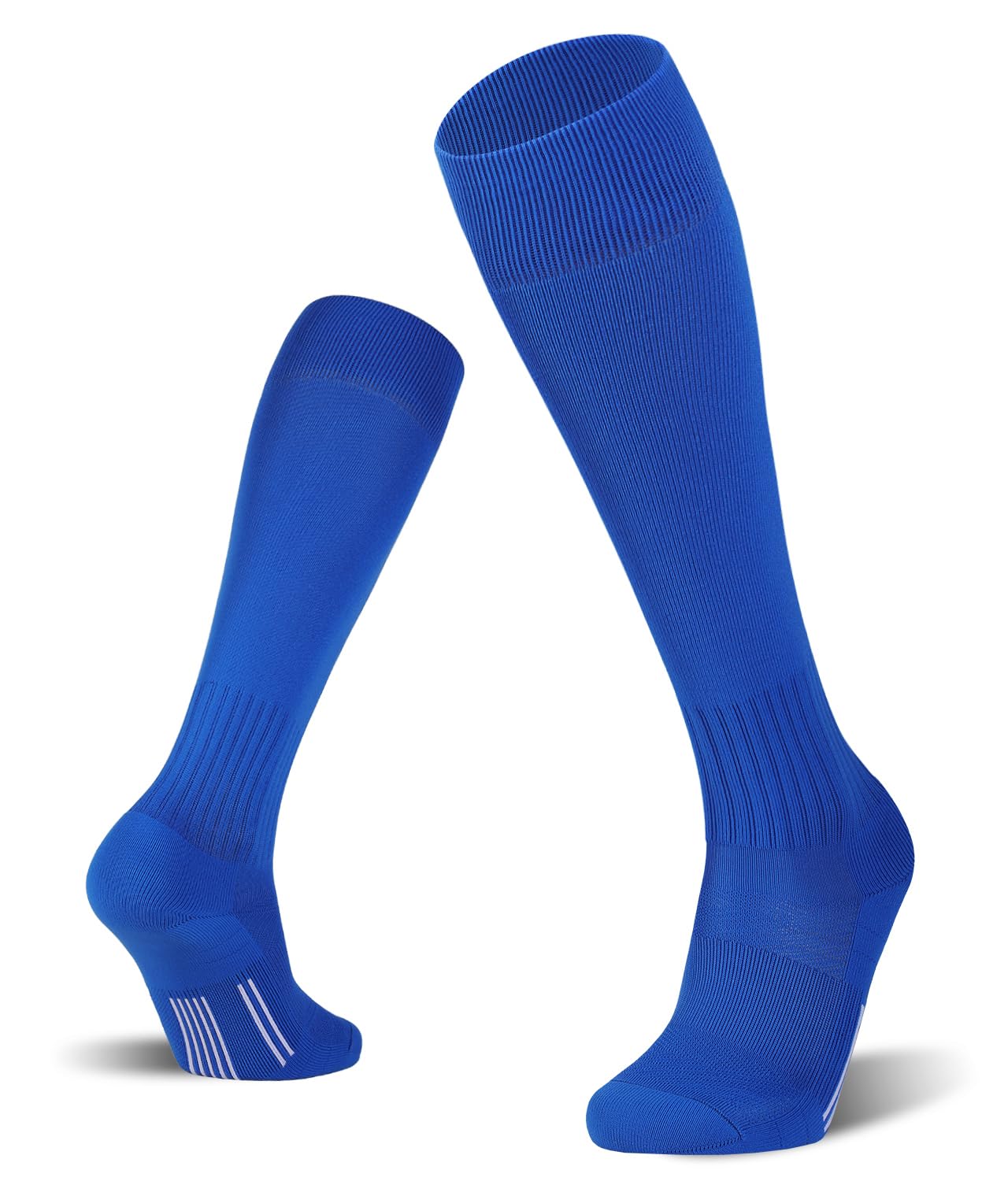 FITRELL 2/3 Pack Soccer Socks For Youth Kids Adult Baseball Softball Football Socks For Men Women Boys Girls,Blue,Small
