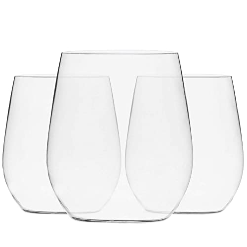 Munfix 48 Pack Plastic Stemless Wine Glasses Disposable 12 Oz Clear Plastic Wine Cups Shatterproof Recyclable and BPA-Free