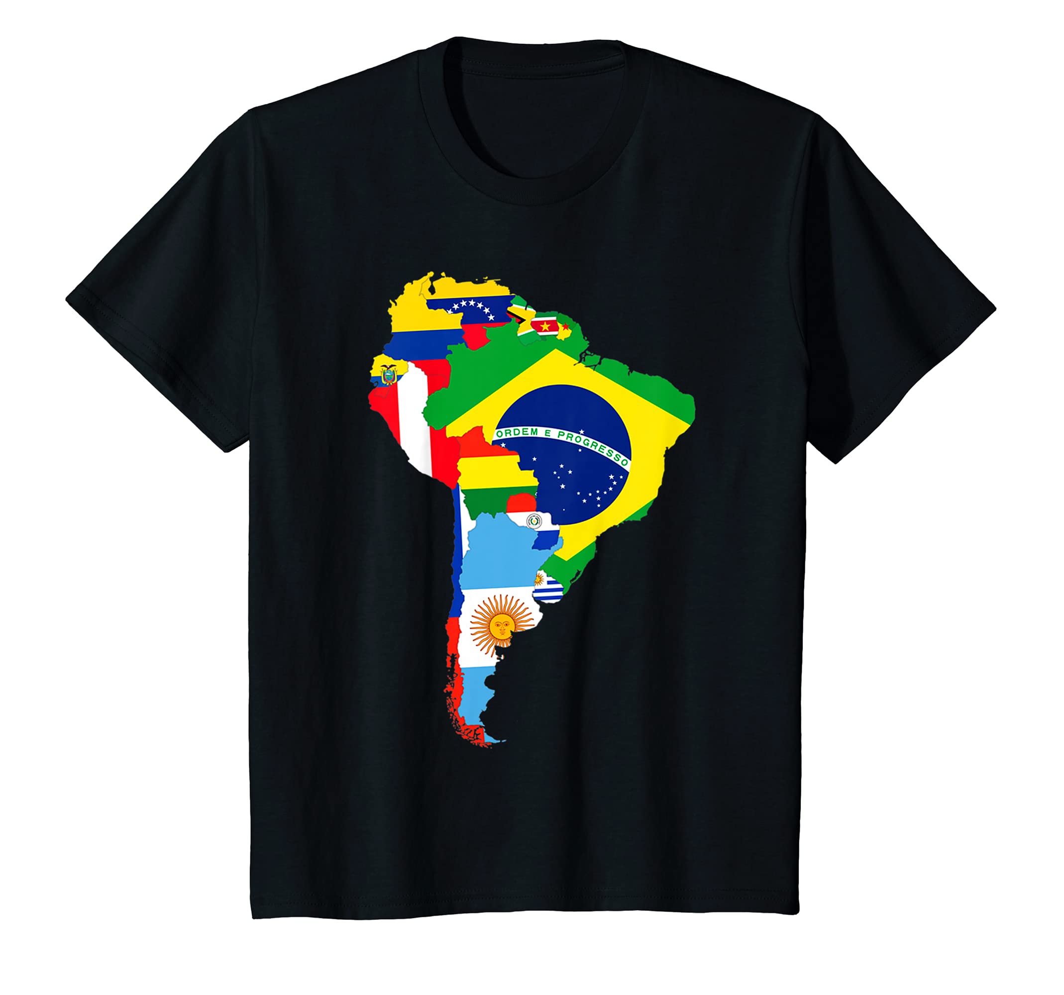 Kids Latin South America Continent Map Flags T-Shirt