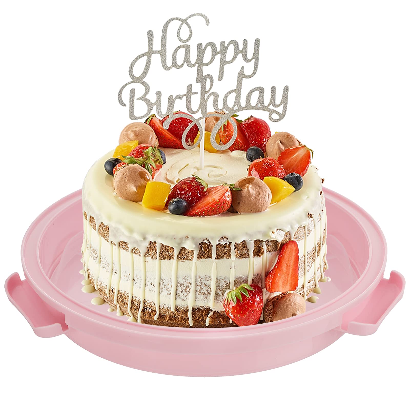 Dicunoy 24 Cupcake Carrier for Transport, Tall Cake Carrier Holder with Handle, 3 Tier Portable Desserts Storage Transporter Container Box with Lid for Pie, Cookies, Christmas, Thanks Giving Day