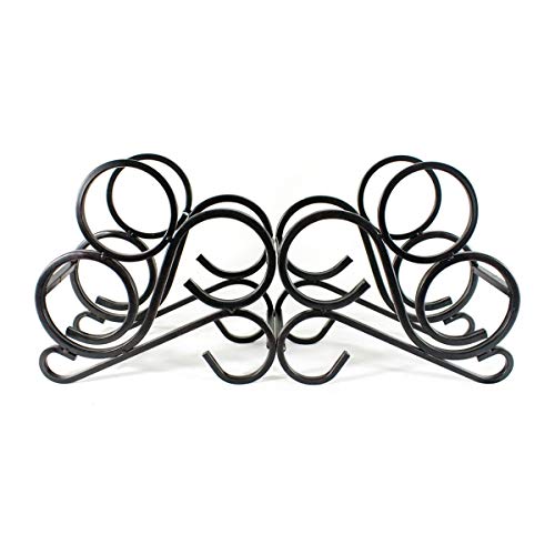Oenophilia Scroll Bookend Tabletop Wine Rack – Heavy Durable Black Wrought Iron, Set of 2, 6 Bottle Countertop Wine Storage