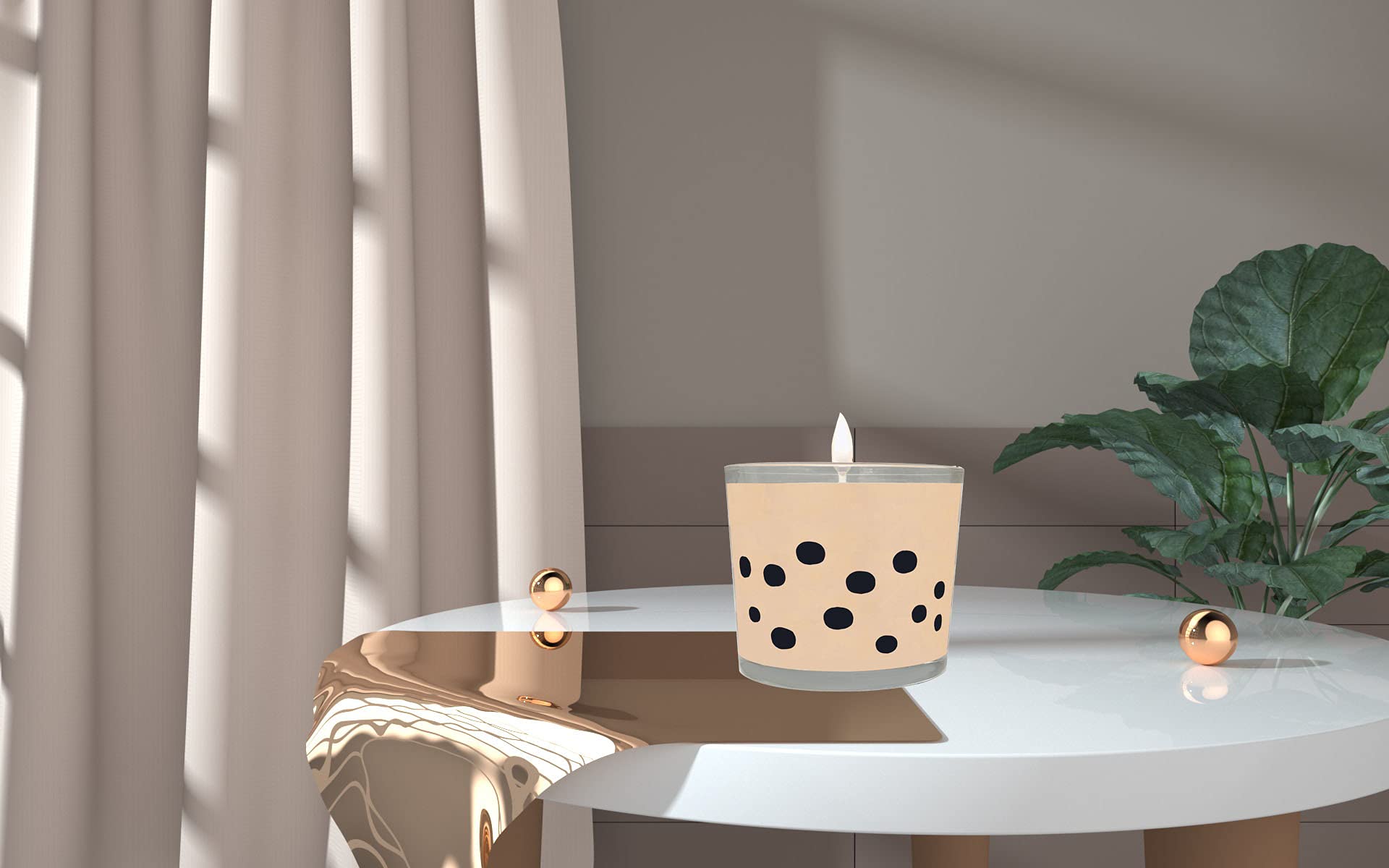 Classic Milk Tea Boba Candle, Vanilla Bean Scented, Large Glass Jar Candle