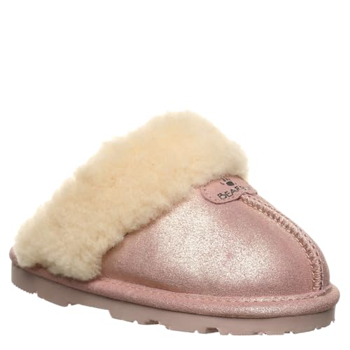 BEARPAW Loki Youth Pink Glitter Size 1 | Youth 's Slippers | Youth 's Shoes | Comfortable & Light-Weight