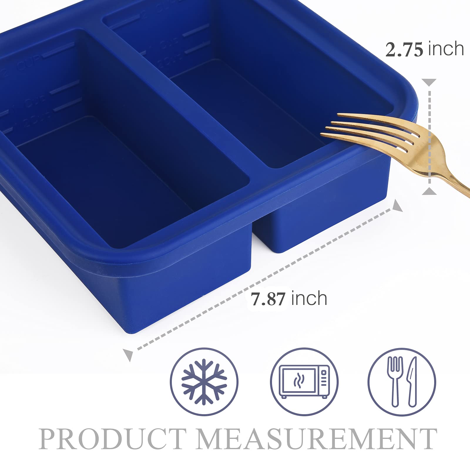 Kinggrand Kitchen 2 Cup Silicone Freezer Trays with Lid 2 Pack Silicone Soup Freezer Molds Make 4 Perfect 2 Cup Portions - Easy Release Soup Freezer Containers for Food Soup, Broth, Stew or Sauce
