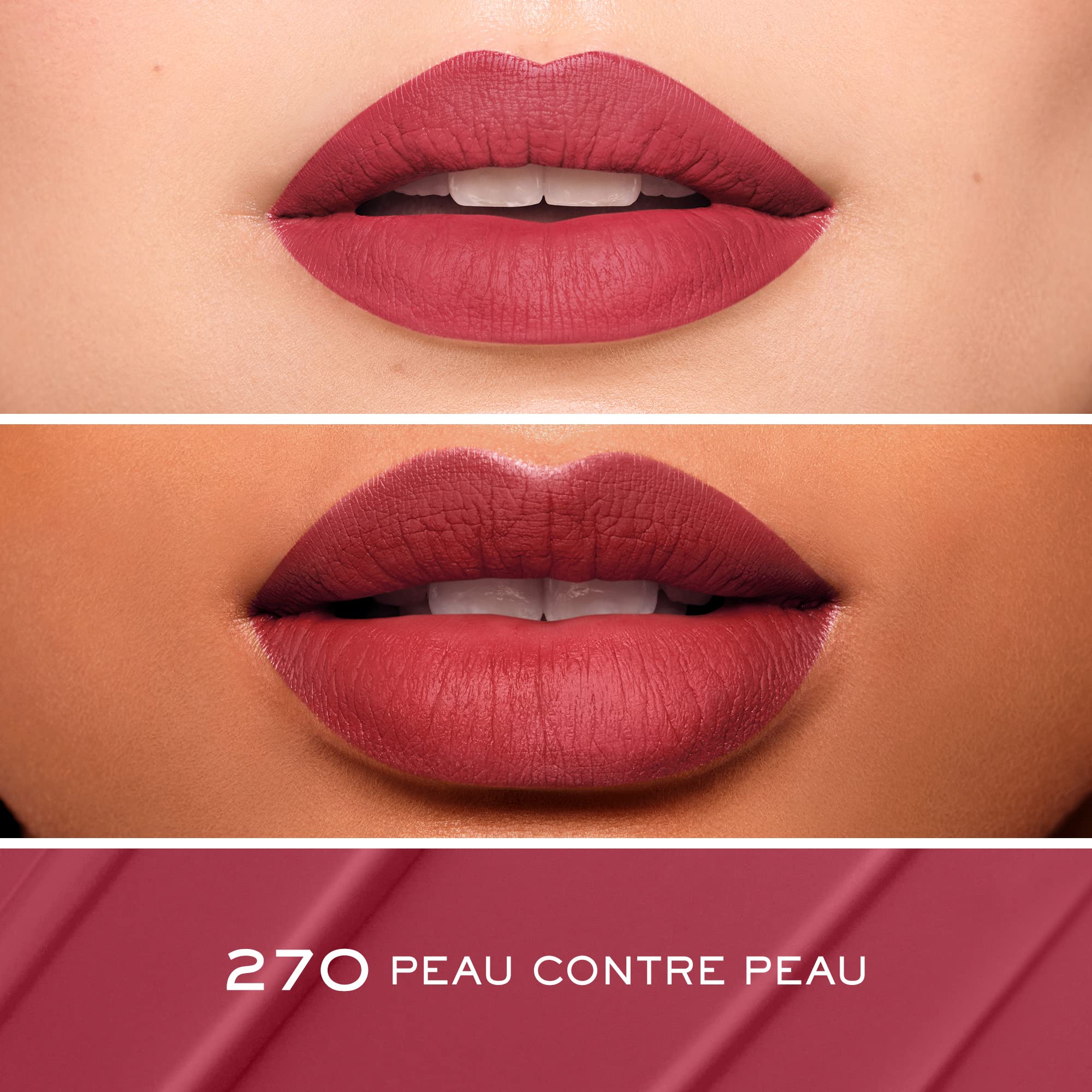 Lancôme L'Absolu Rouge Drama Ink Semi-Matte Liquid Lipstick - Highly Pigmented - All Day Wear - 270 Peau Contre Peau