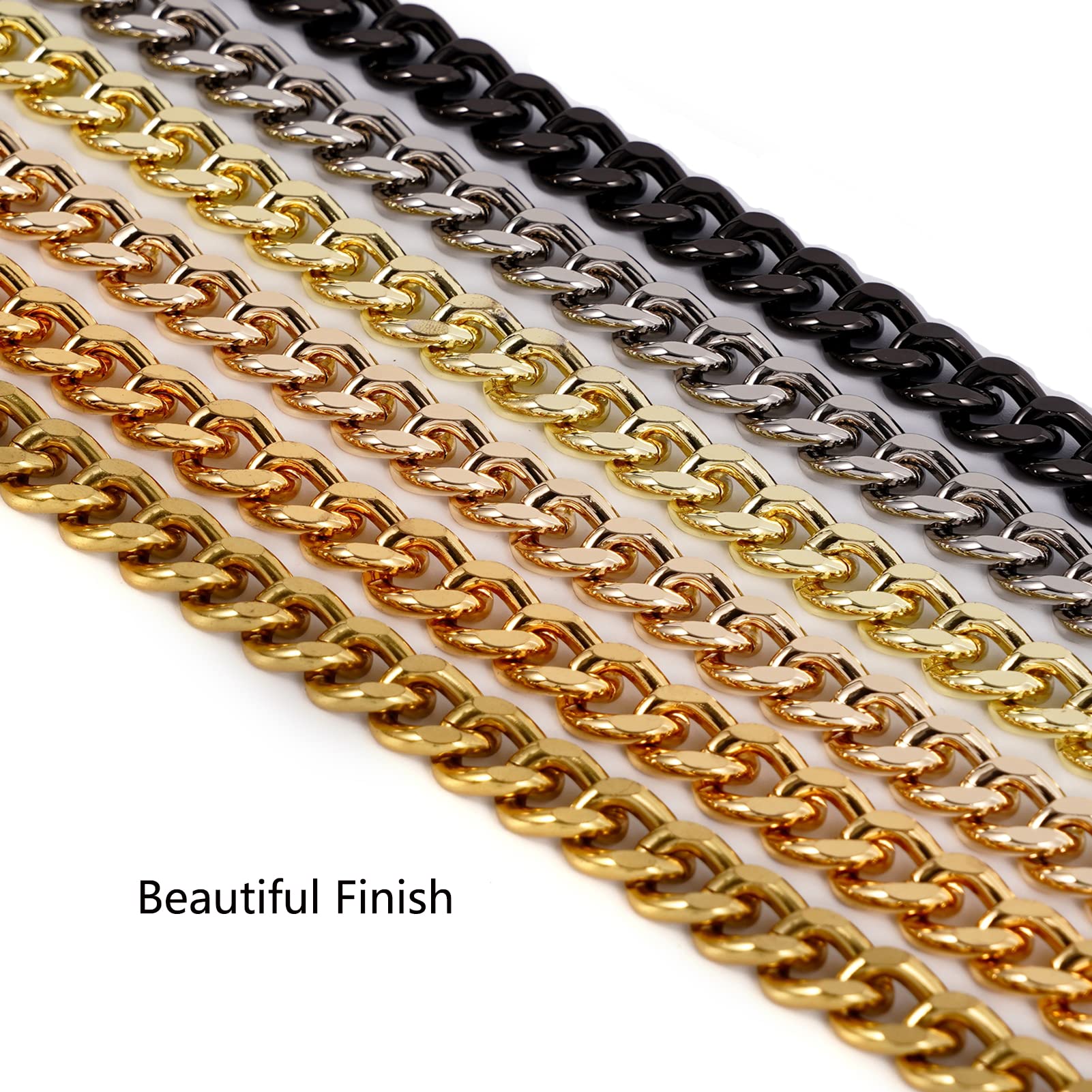 Xiazw 47'' Light Metal Crossbody Purse Chain Straps Replacement for Bag Handbag (Black)