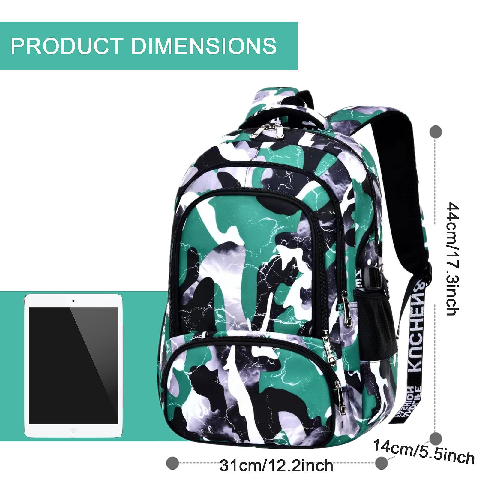 Yvechus School Backpack Casual Daypack Travel Outdoor Camouflage Backpack Christmas Presents for Boys and Girls (AY Camo Green)