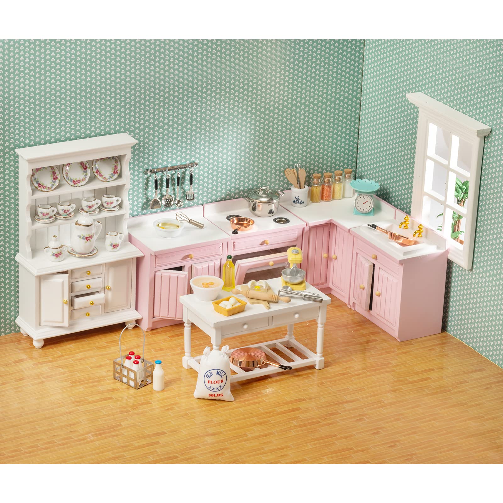 SAMCAMI Miniature Dollhouse Accessories - Dollhouse Furniture 1 12 Scale - Mini Stuff for Dollhouse Kitchen - Stand Mixer, Kitchen Scale, Flour, Rolling pin and Others