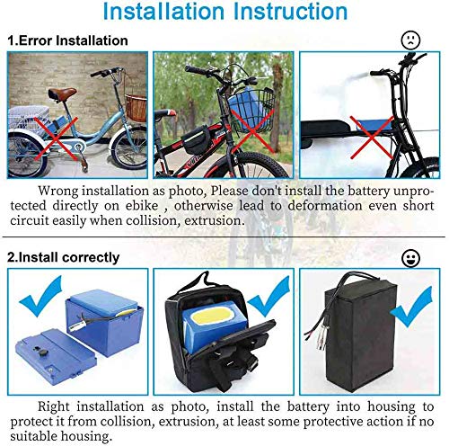 Unit Pack Power Electric Bike Battery - 48V Ebike Battery for 1800W/1500W/1200W/ 1000W Bicycle - Lithium ion Battery for E-Scooter(48V 20Ah)