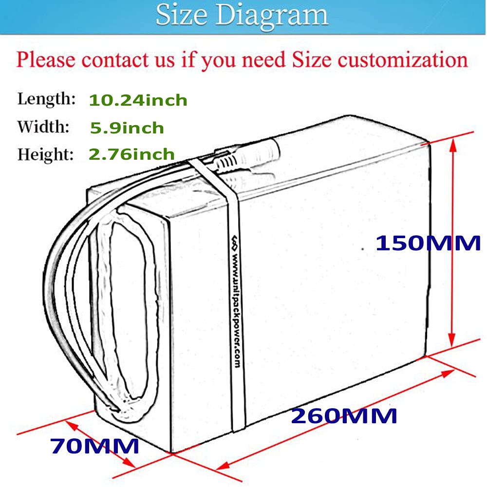 Unit Pack Power Electric Bike Battery - 48V Ebike Battery for 1800W/1500W/1200W/ 1000W Bicycle - Lithium ion Battery for E-Scooter(48V 20Ah)
