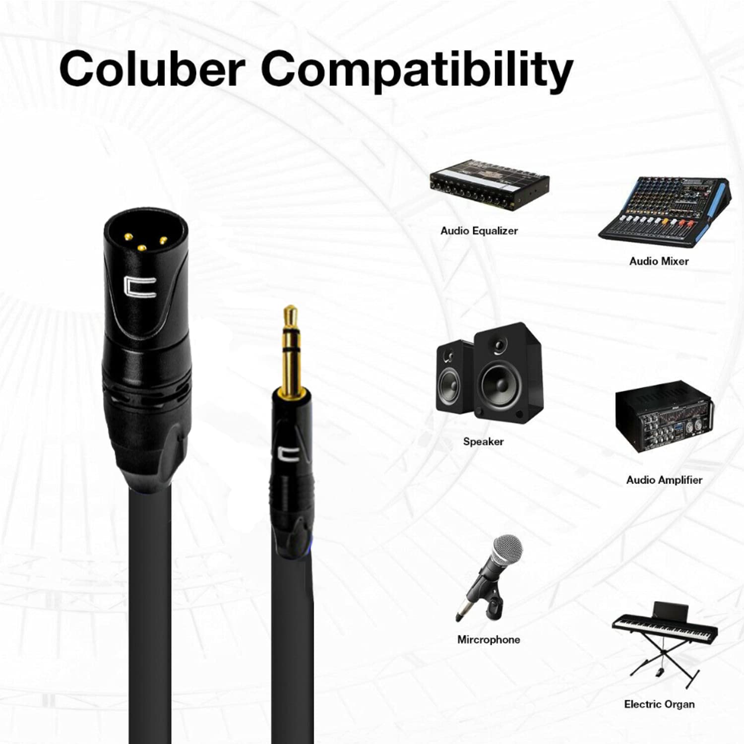 Balanced XLR Cable Male to 3.5mm TRS - 100 Feet Black - Pro 3-Pin Microphone Connector for Powered Speakers, Audio Interface or Mixer for Live Performance & Recording