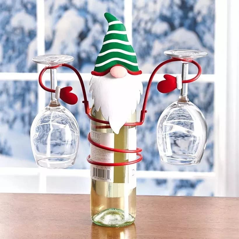 Christmas Holiday Wine Bottle Glass Holders, Snowman Santa Claus Gnome Organizer Rack, Christmas Home Decor Kitchen Storage Bar, Wine Cellar, Cabinet, Pantry,Rack Bar (Set of 3)