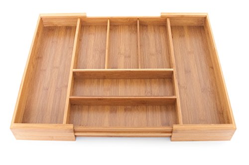 ForHauz Bamboo Silverware Drawer Organizer